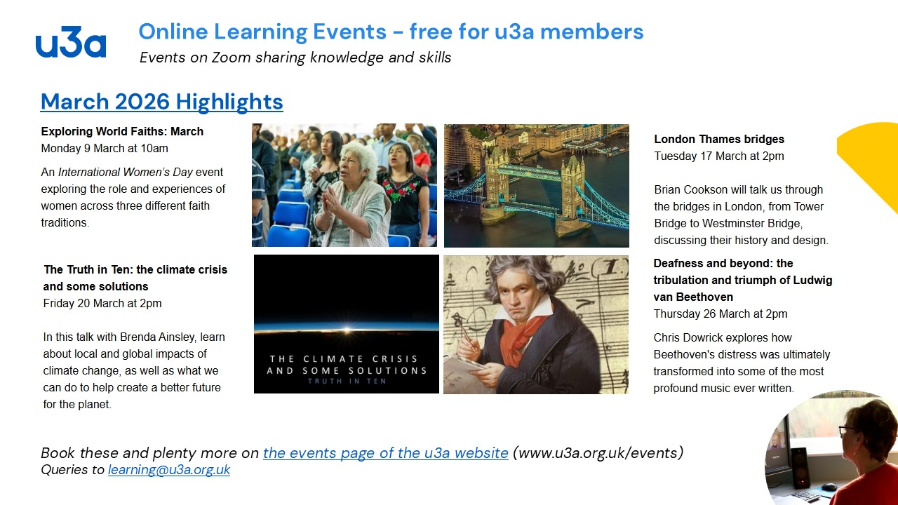 u3a Online Talks and Events - March 2026 - Ravenshead